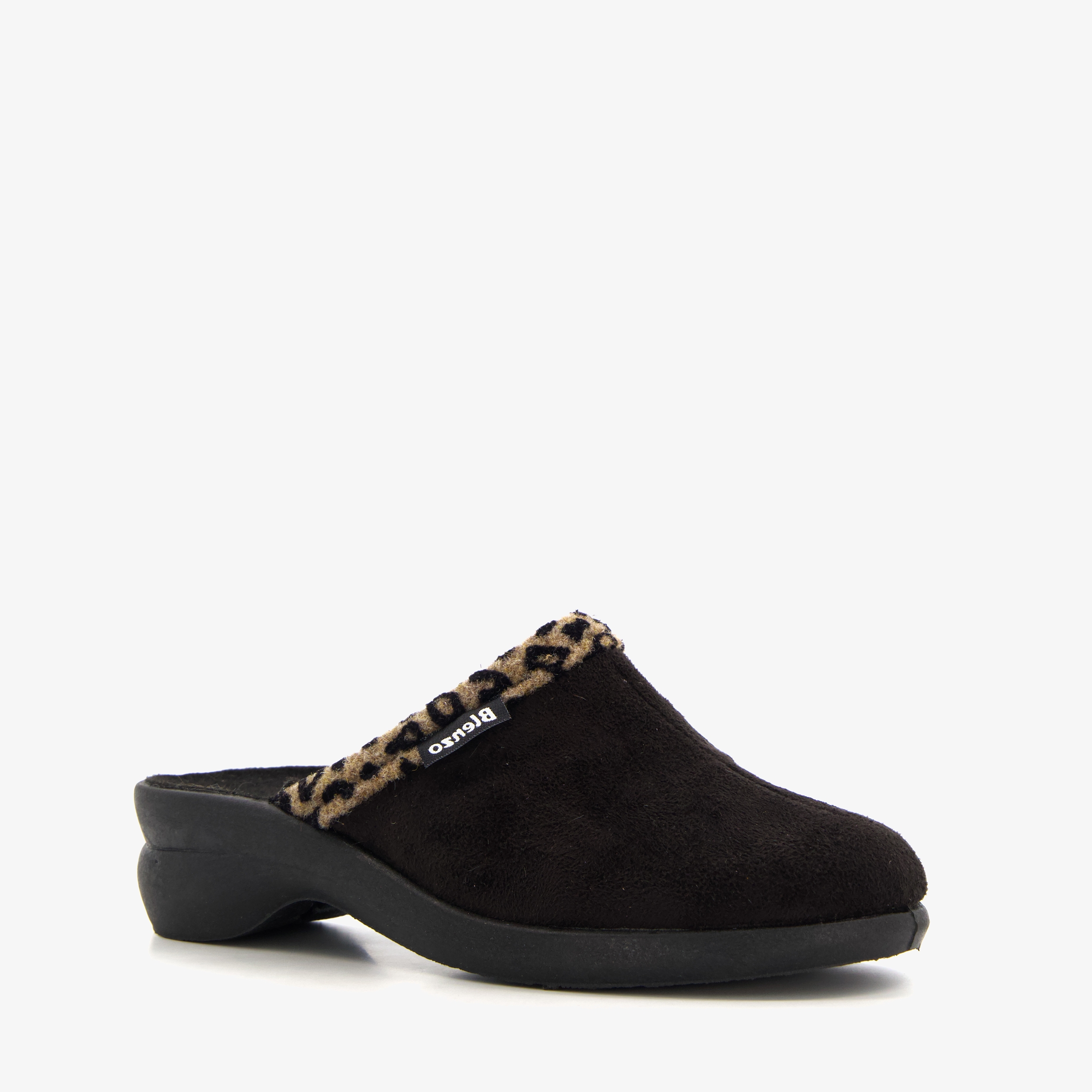 Blenzo dames pantoffels zwart met luipaard detail online bestellen ...