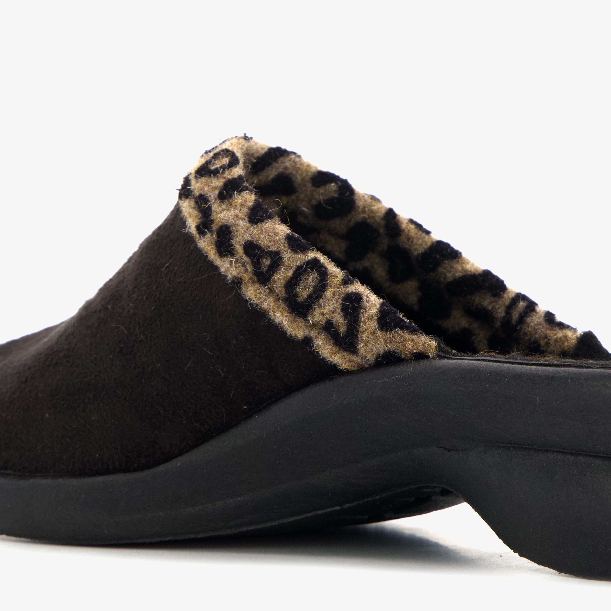 Blenzo dames pantoffels zwart met luipaard detail online bestellen ...